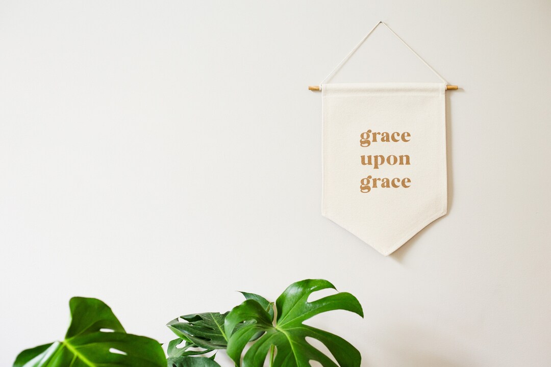 Grace Upon Grace Canvas Banner, Modern Home Decor, Living Room Wall Art ...