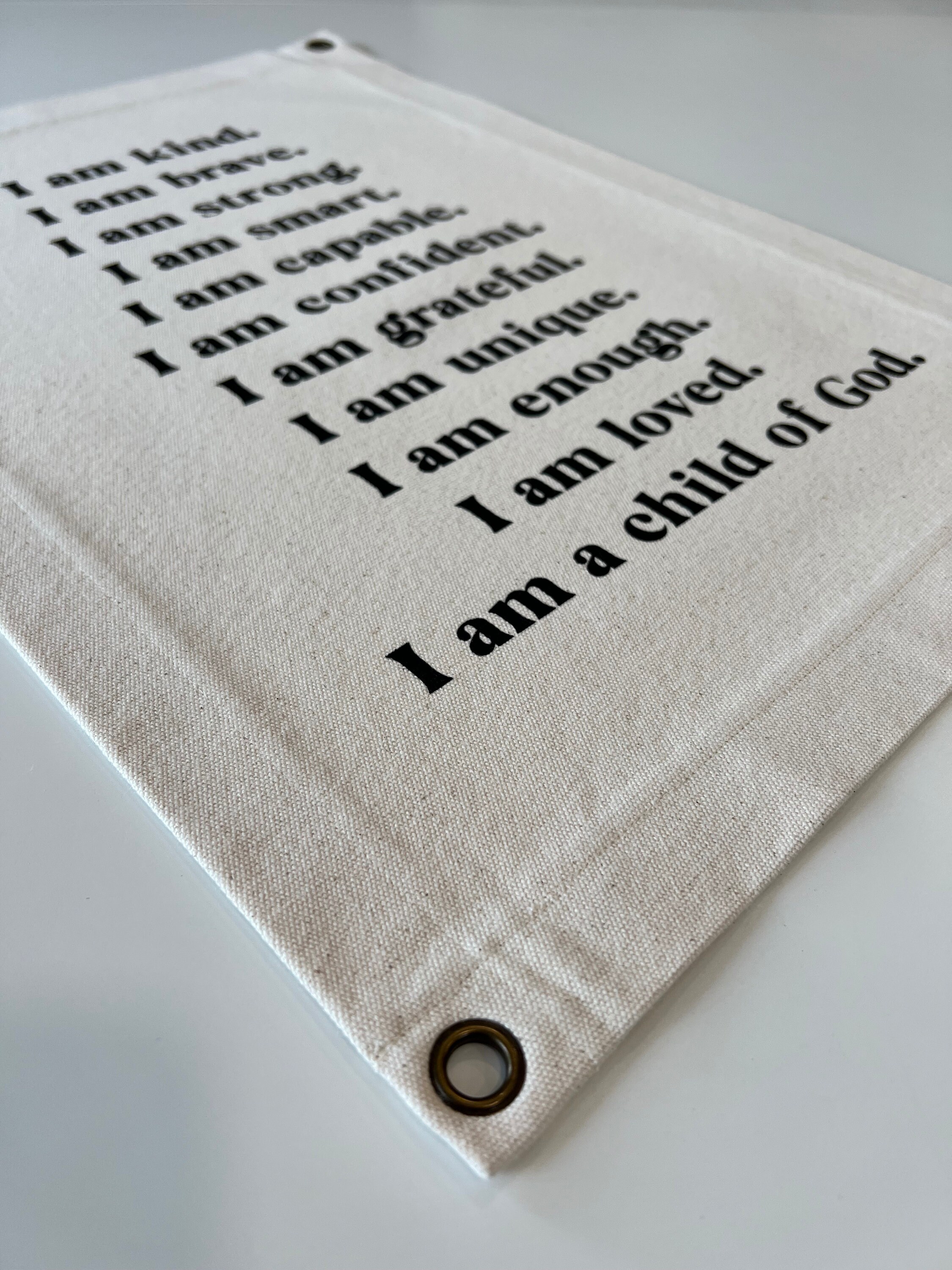 Affirmation Canvas Banner, Modern Christian Home Decor Fabric Flag ...