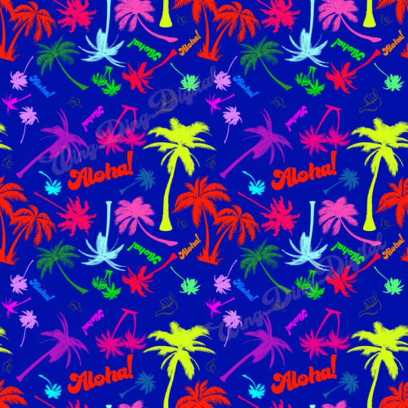 Palm Tree Pattern SVG, Beach Print Pattern, Aloha Vector, Shaka Pattern ...