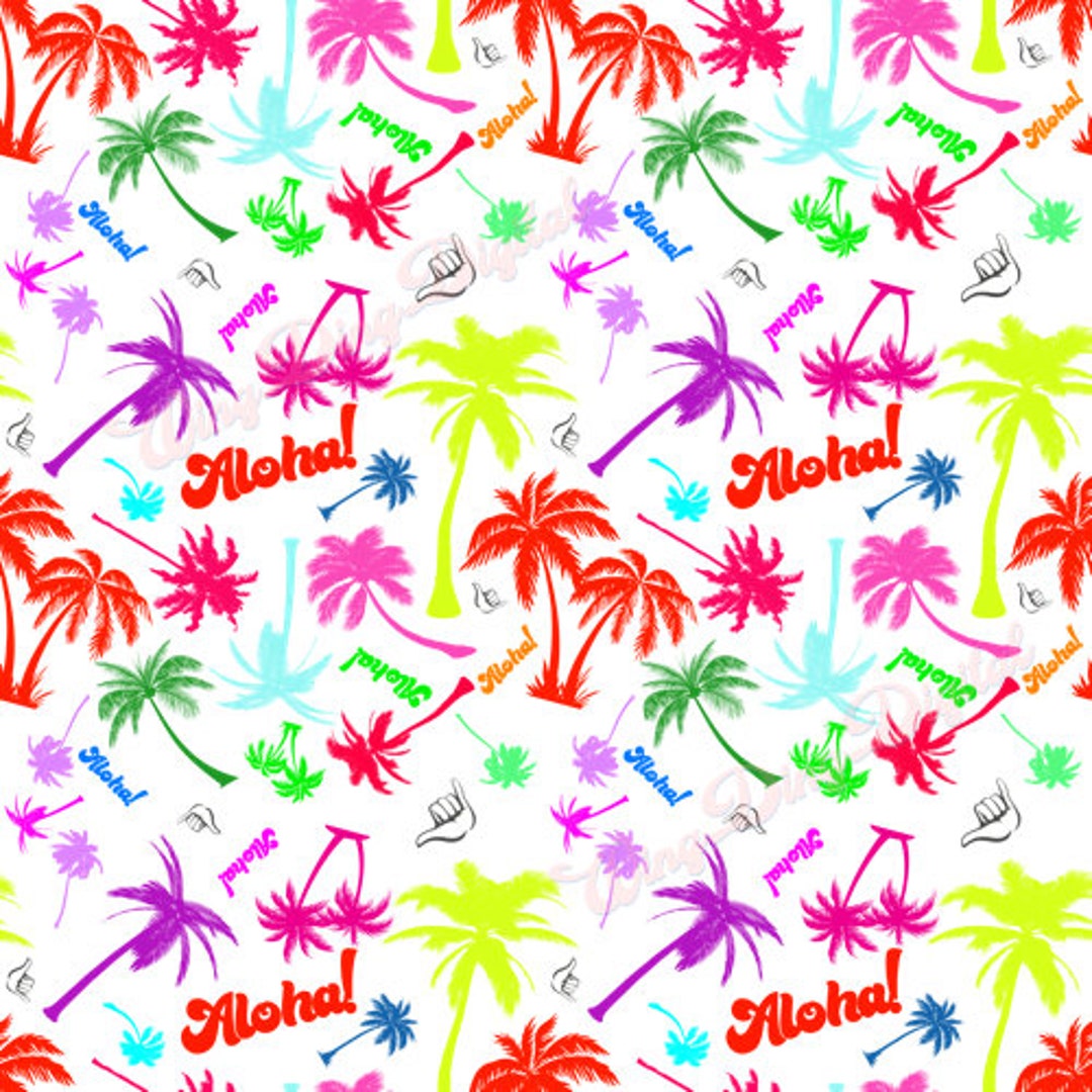 Palm Tree Pattern SVG, Beach Print Pattern, Aloha Vector, Shaka Pattern ...