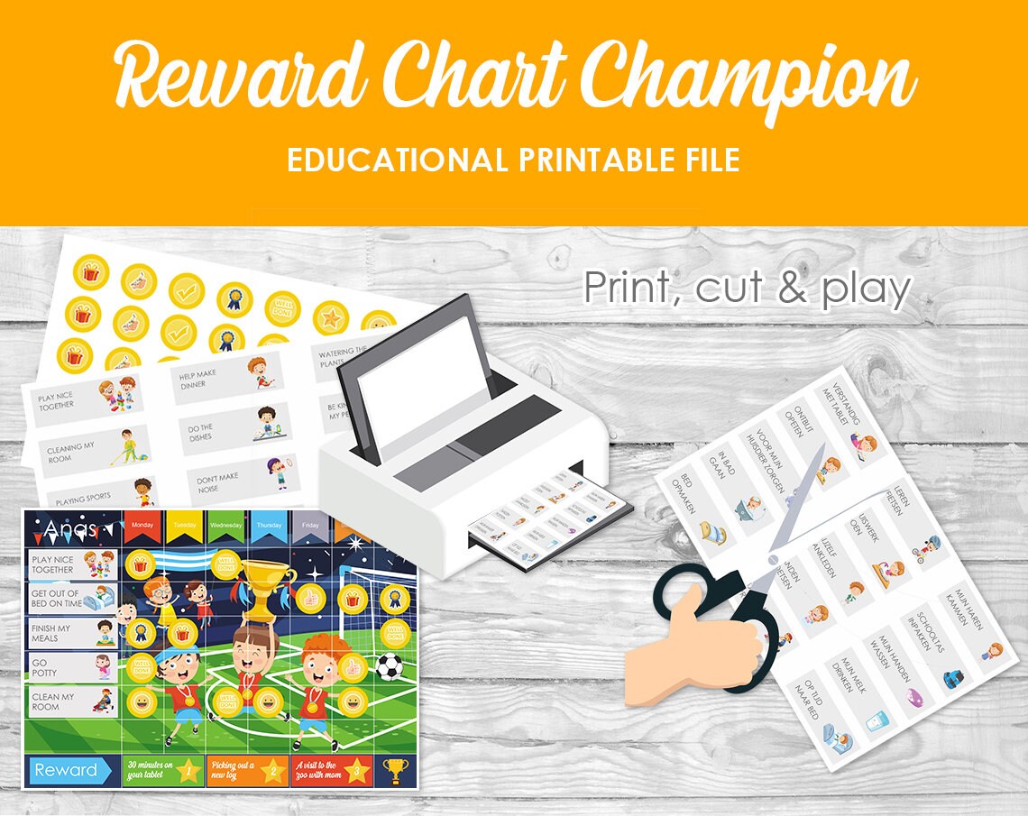 Champion Reward Chart for Kids Digital and Text Editable - Etsy
