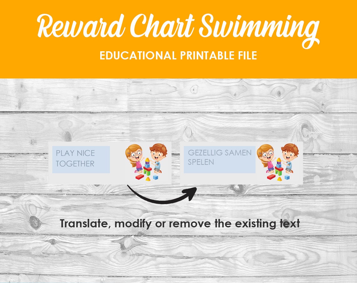 Children Swimming Reward Chart for Kids Digital and Text Editable - Etsy