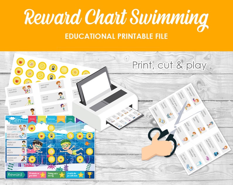 Children Swimming Reward Chart for Kids Digital and Text Editable - Etsy