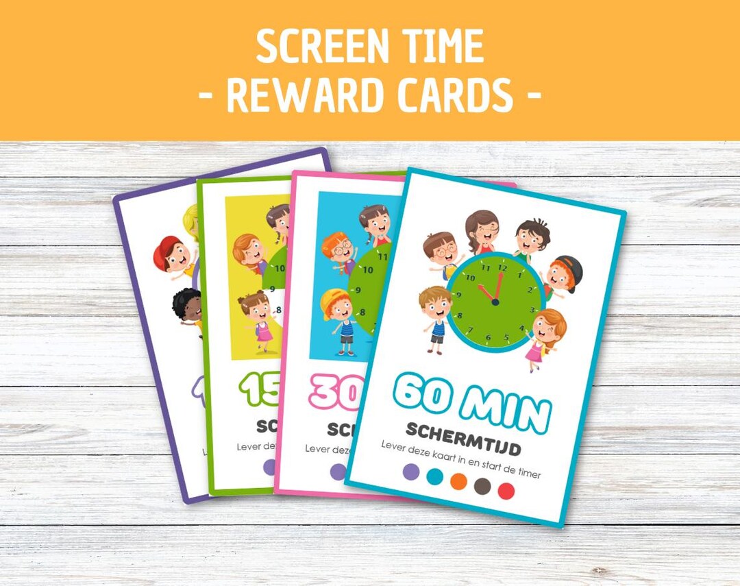 Screen Time Reward Cards Printable Kids Reward System for Limiting ...