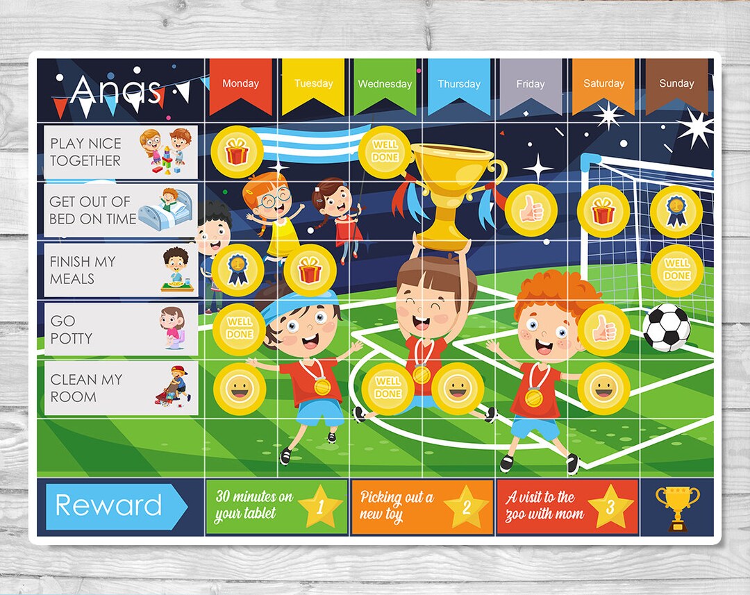 Champion Reward Chart for Kids Digital and Text Editable - Etsy