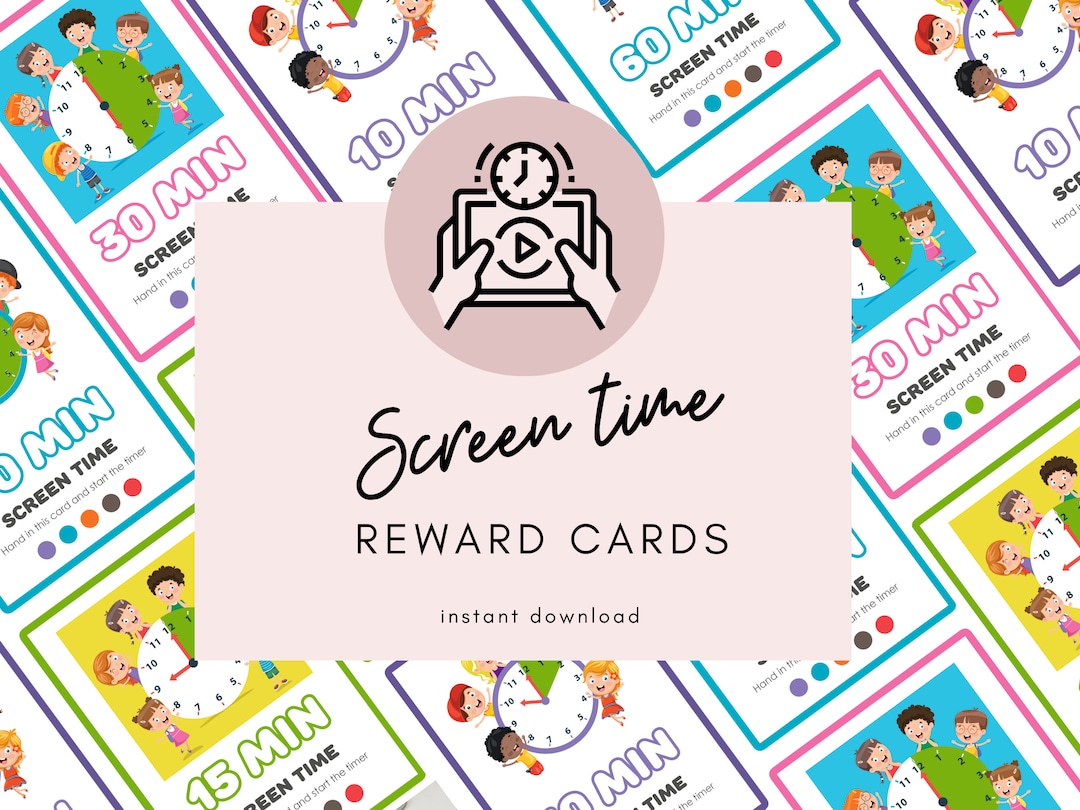Screen Time Reward Cards Limit Time Behind Laptop, Mobile Phone and ...