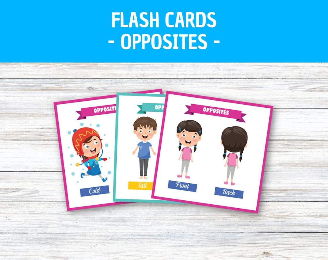 Opposites Flashcards for Kids 18 Printable Cards to Learn Opposites ...