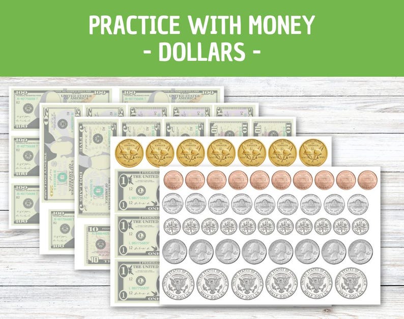 Printable Play Money for Kids Practice Money Skills With Realistic ...