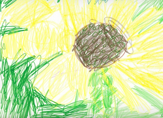 Sunflower. draw KIDS Homework | Etsy