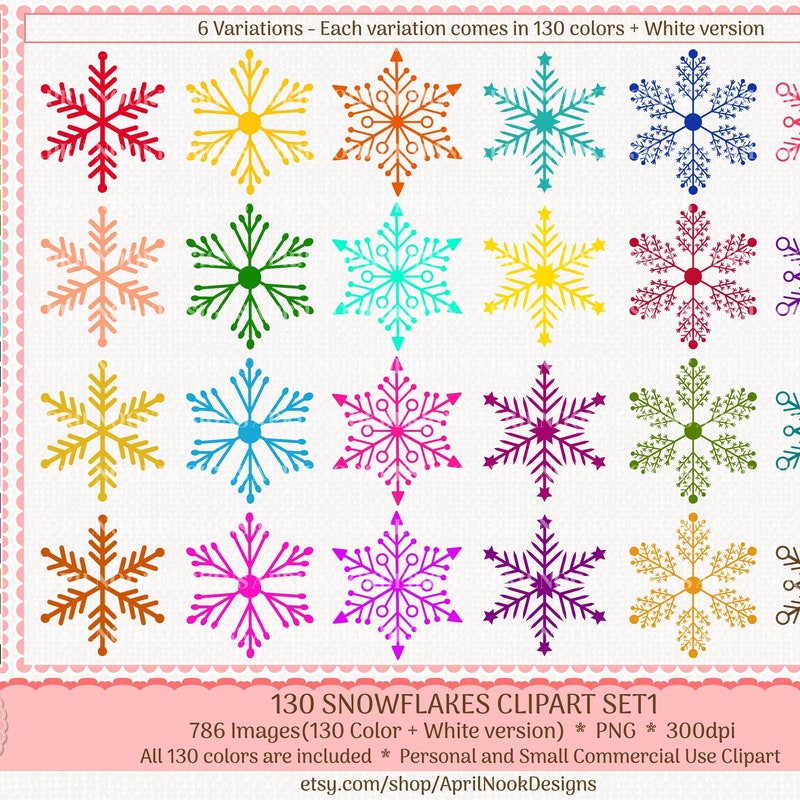 Snowflake Clip Art - Etsy