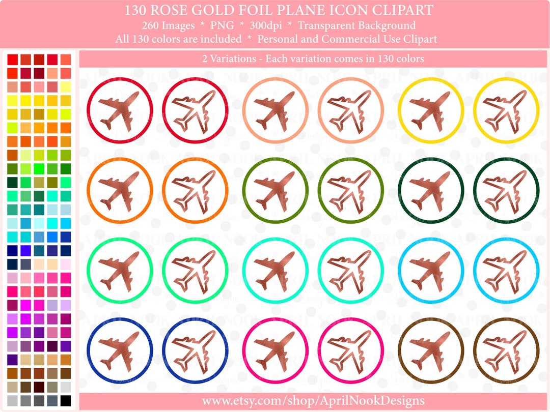 130 Rose Gold Foil Plane Icon Clipart-metallic Social Media Icon ...