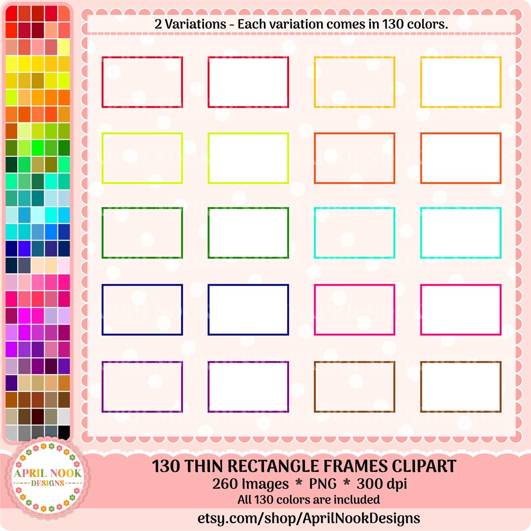 130 Thin Rectangle Frames Clipart Bright Rectangle Border Frame Wedding ...
