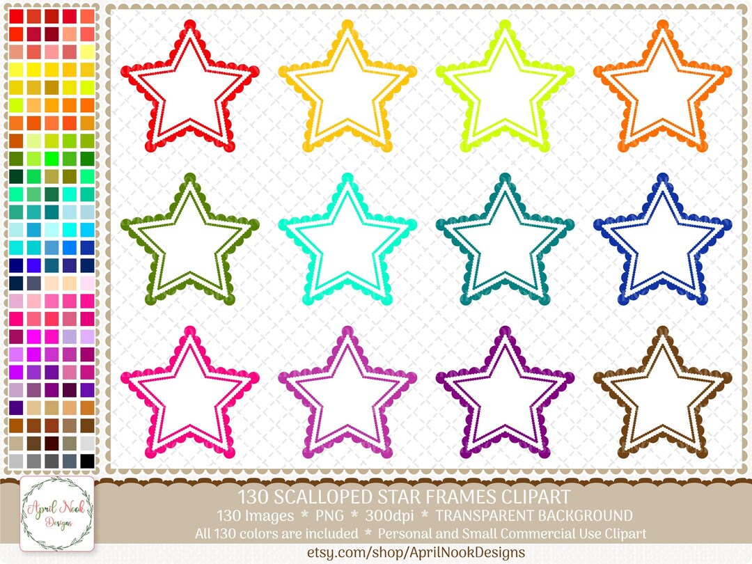 130 Scalloped Star Frames Clipart-celestial Clipart-eclp GOODNOTES ...