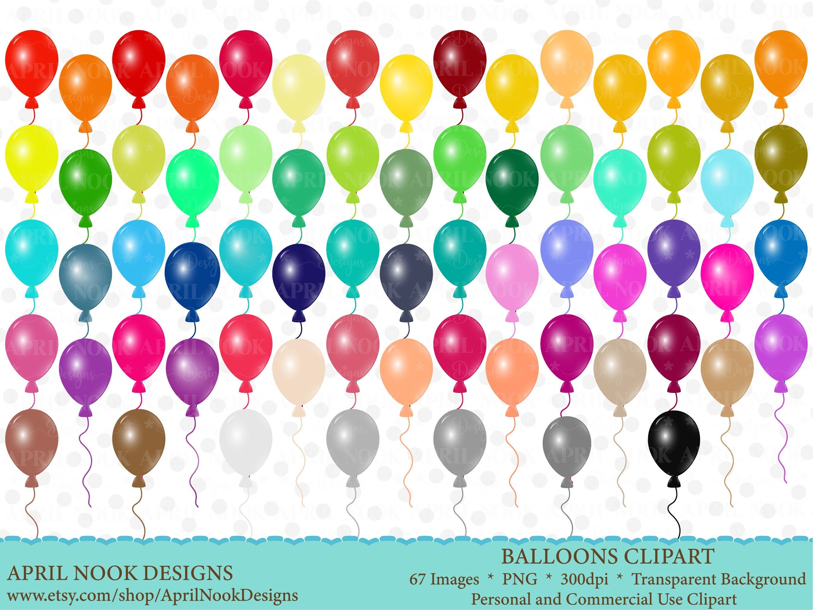 Balloons Clipart-rainbow Birthday Balloons Clipart-party Decorations ...