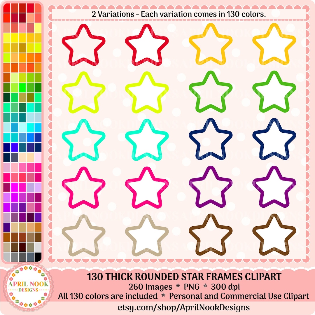 130 Thick Rounded Star Frames Clipart ECLP GOODNOTES Planner Printable ...