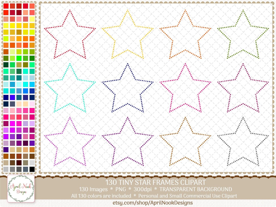 130 Tiny Star Frames Clipart-rainbow Digital Star Frames-birthday ...