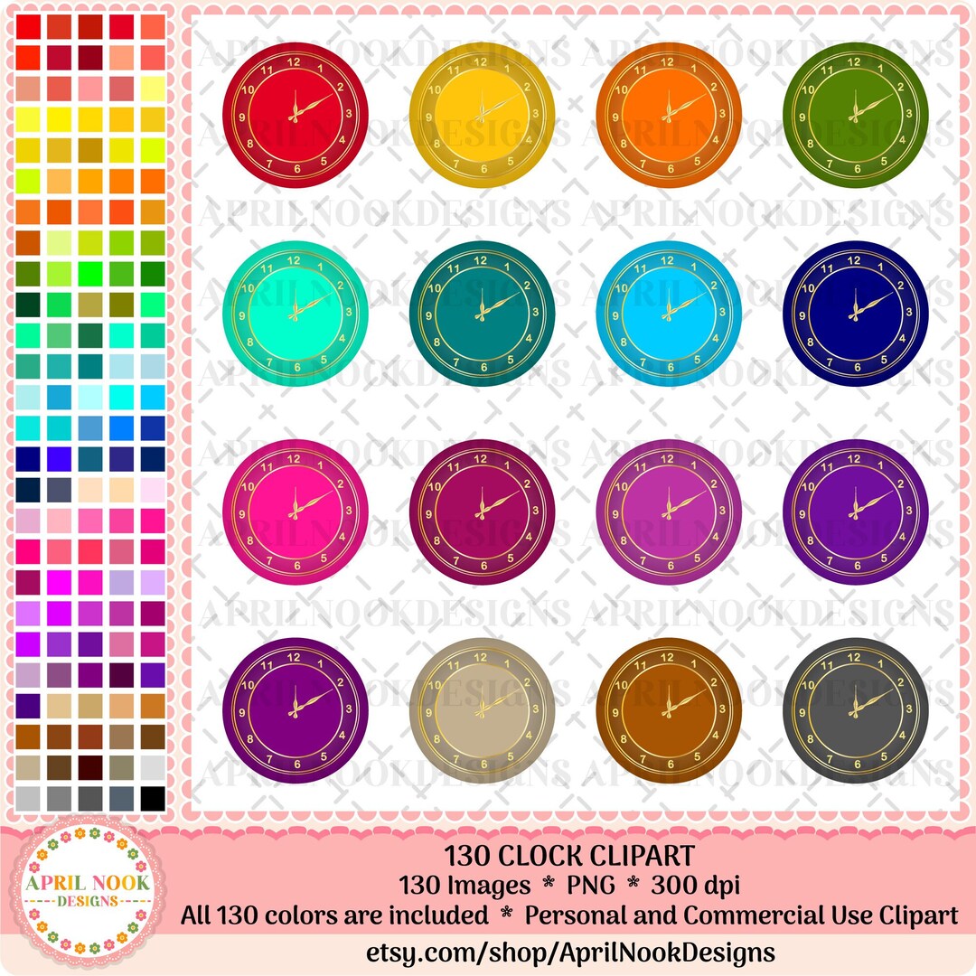 130 Clock Clipart Bright Clocks Png Gold Frame Wall Clock - Etsy