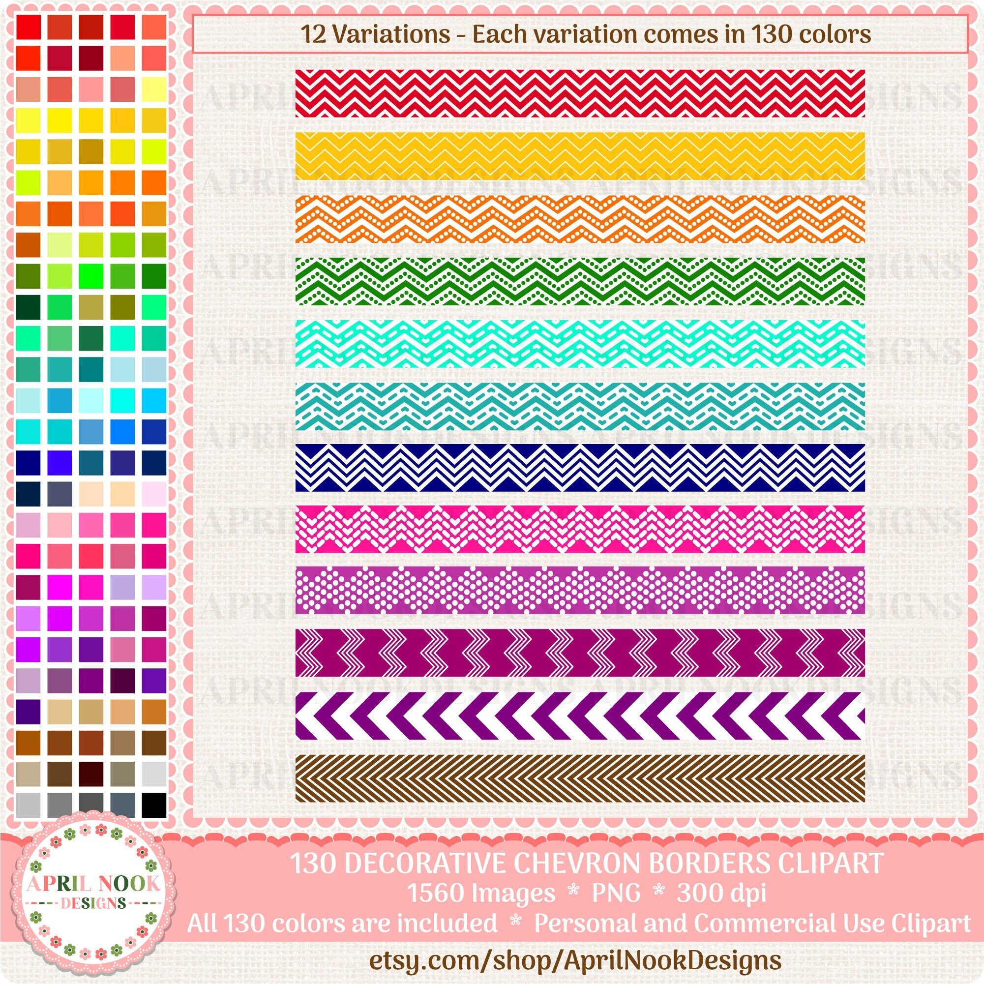 130 Decorative Chevron Borders Clipart Printable Rainbow - Etsy