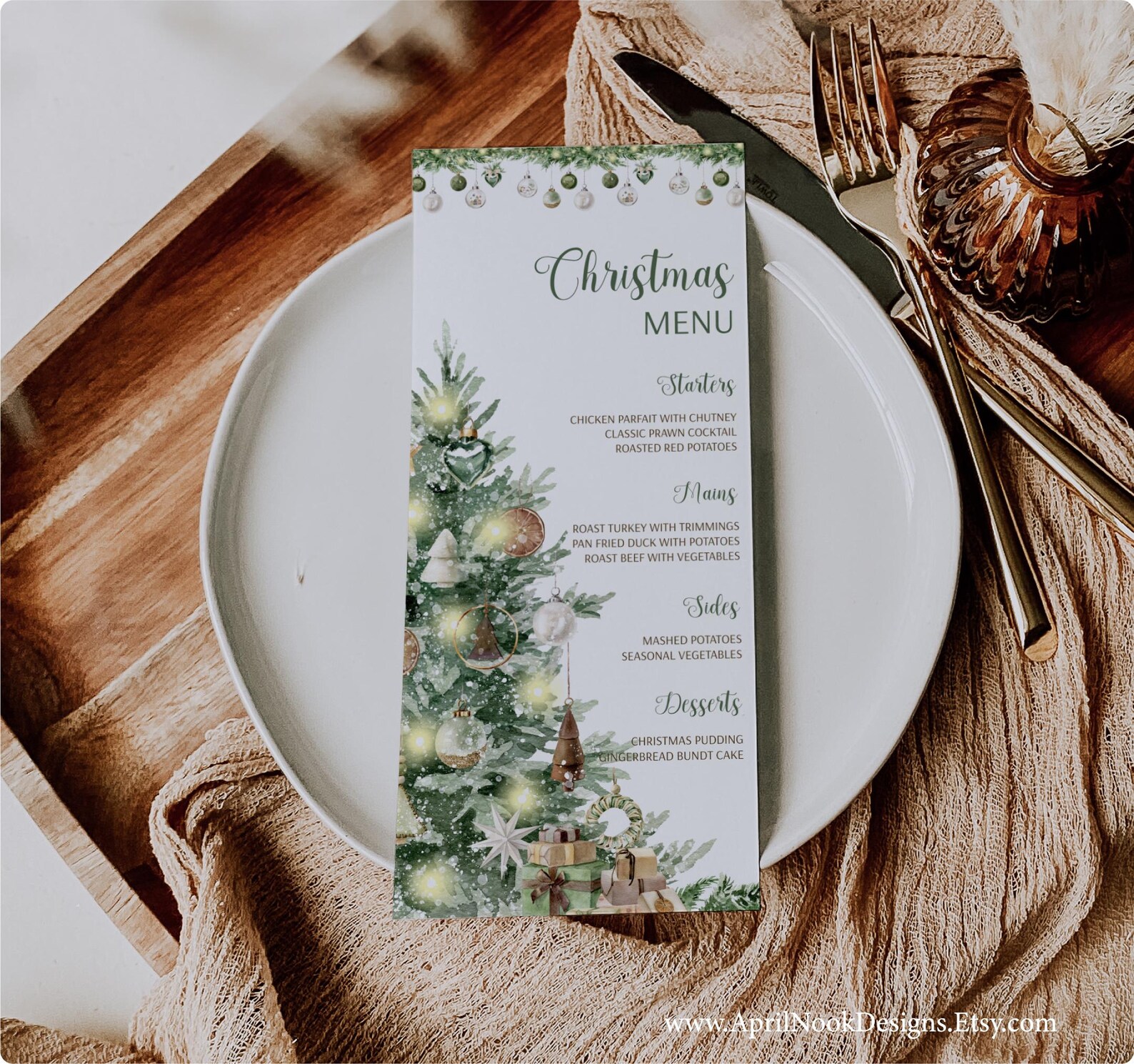 Editable Christmas Tree Party Menu Template-holiday Party Menu Card ...