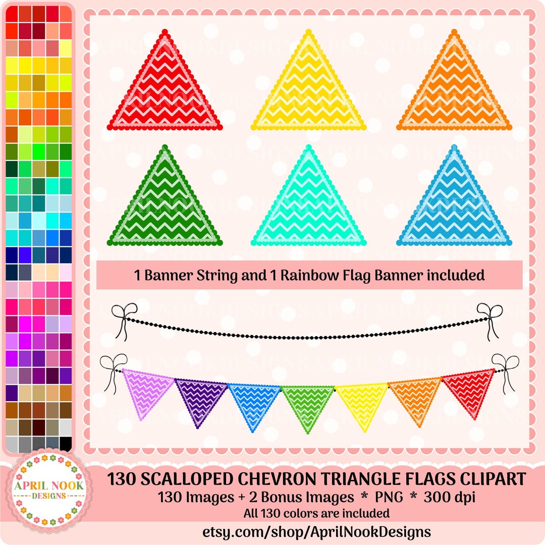 130 Scalloped Chevron Triangle Flags Clipart Birthday Party - Etsy