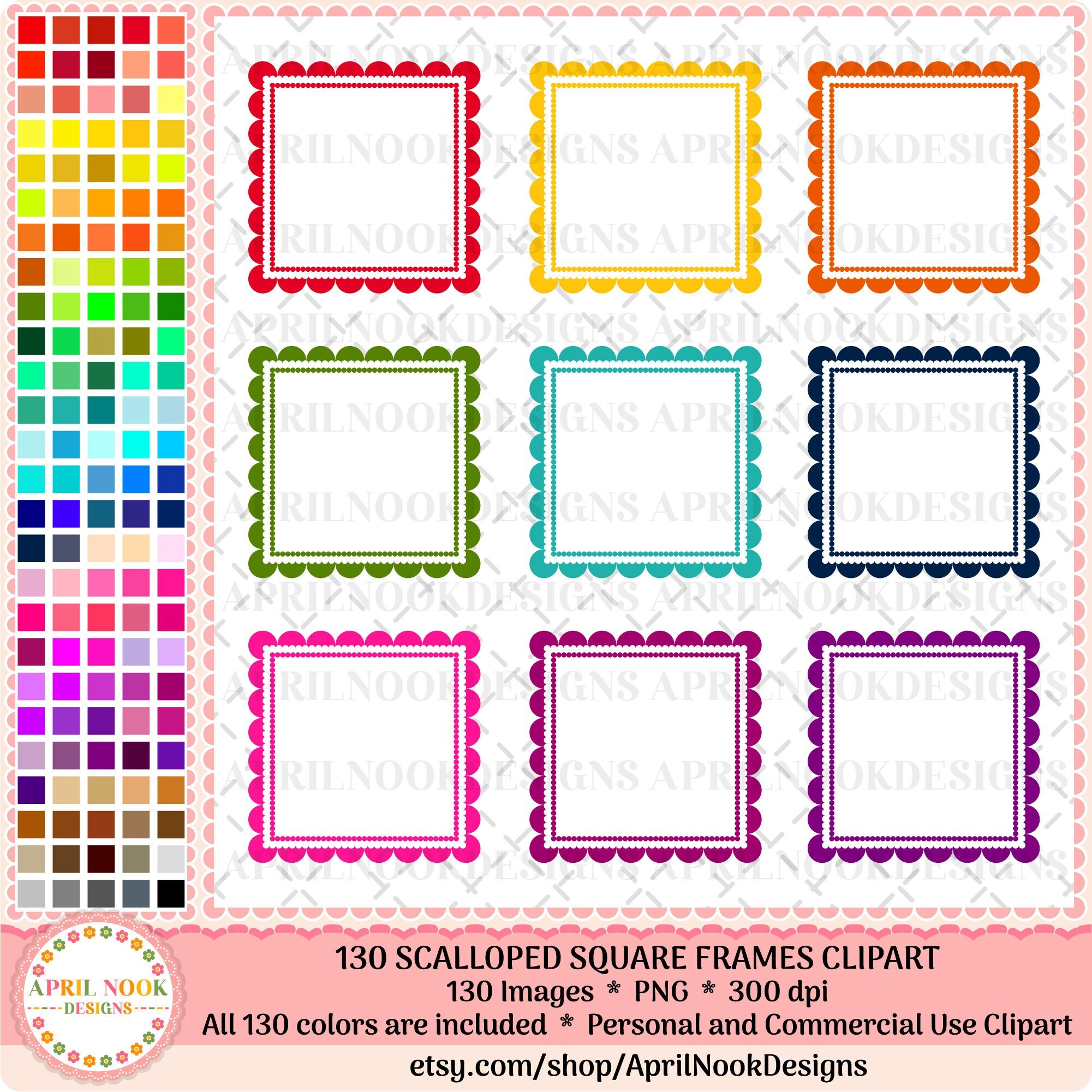 130 Scalloped Square Frames Clipart Frame Clipart Square - Etsy