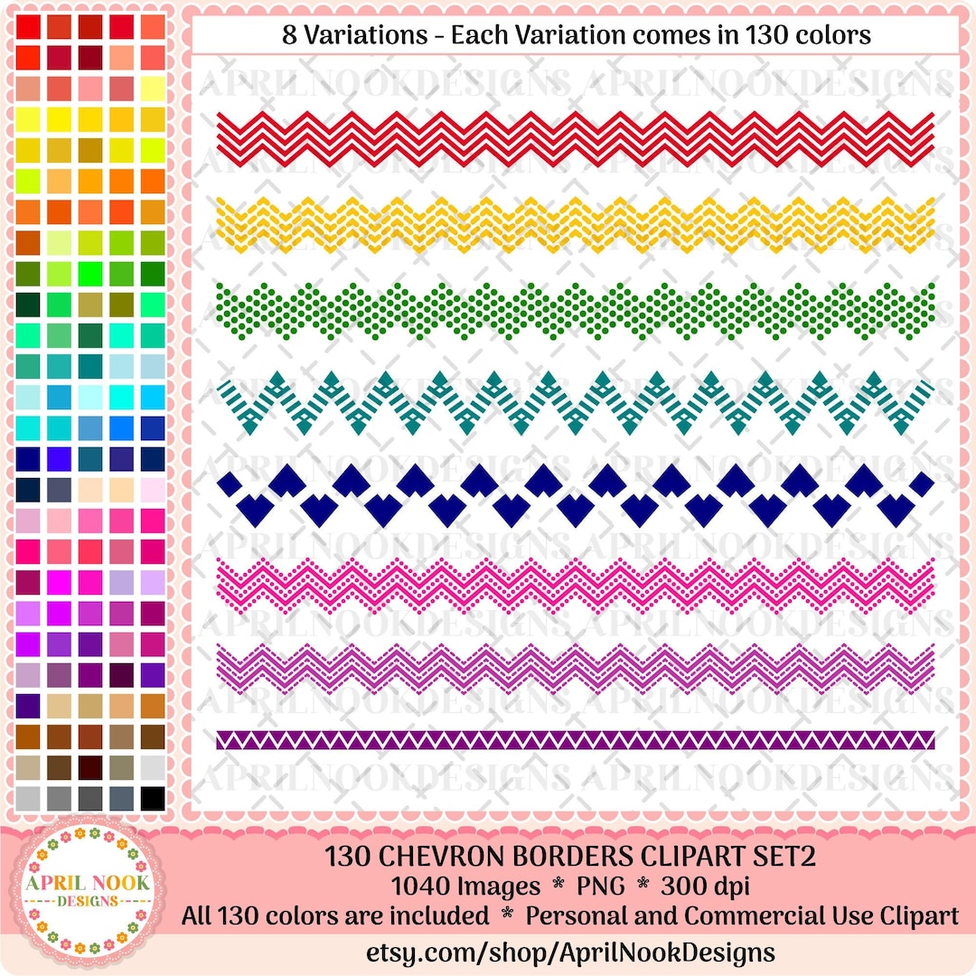 130 Chevron Borders Clipart 2 Printable Rainbow Zigzag - Etsy