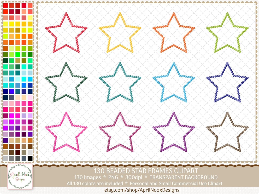 130 Beaded Star Frames Clipart-colorful Digital Star Frames-birthday ...