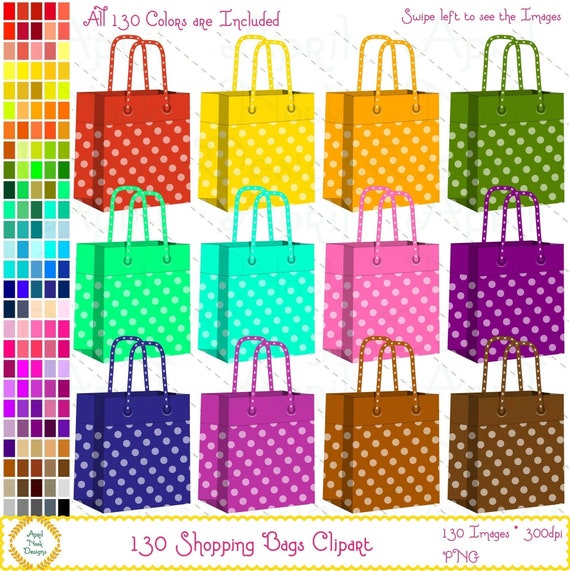 130 Shopping Bags Clipart Shopping Paper Bag Png Digital - Etsy