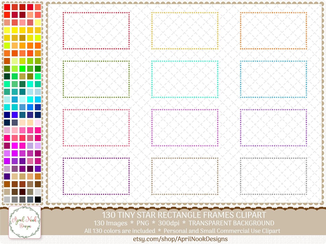 130 Tiny Star Rectangle Frames Clipart-colorful Rectangle Borders-photo ...