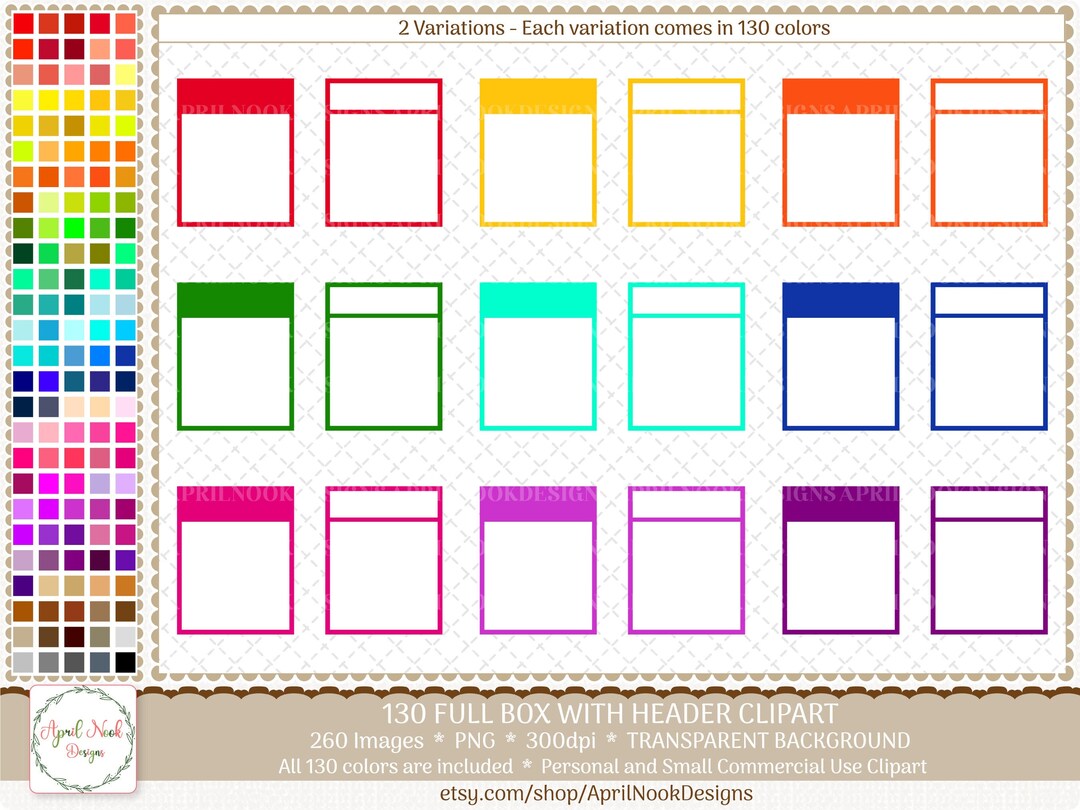 130 Full Box With Header Clipart-rainbow Header Full Box Functional ...