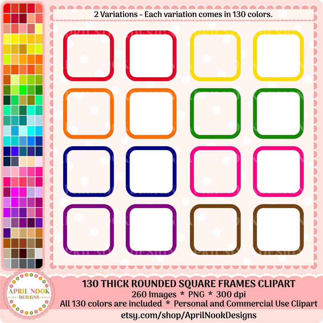 130 Thick Rounded Square Frames Clipart Invitation Clipart - Etsy