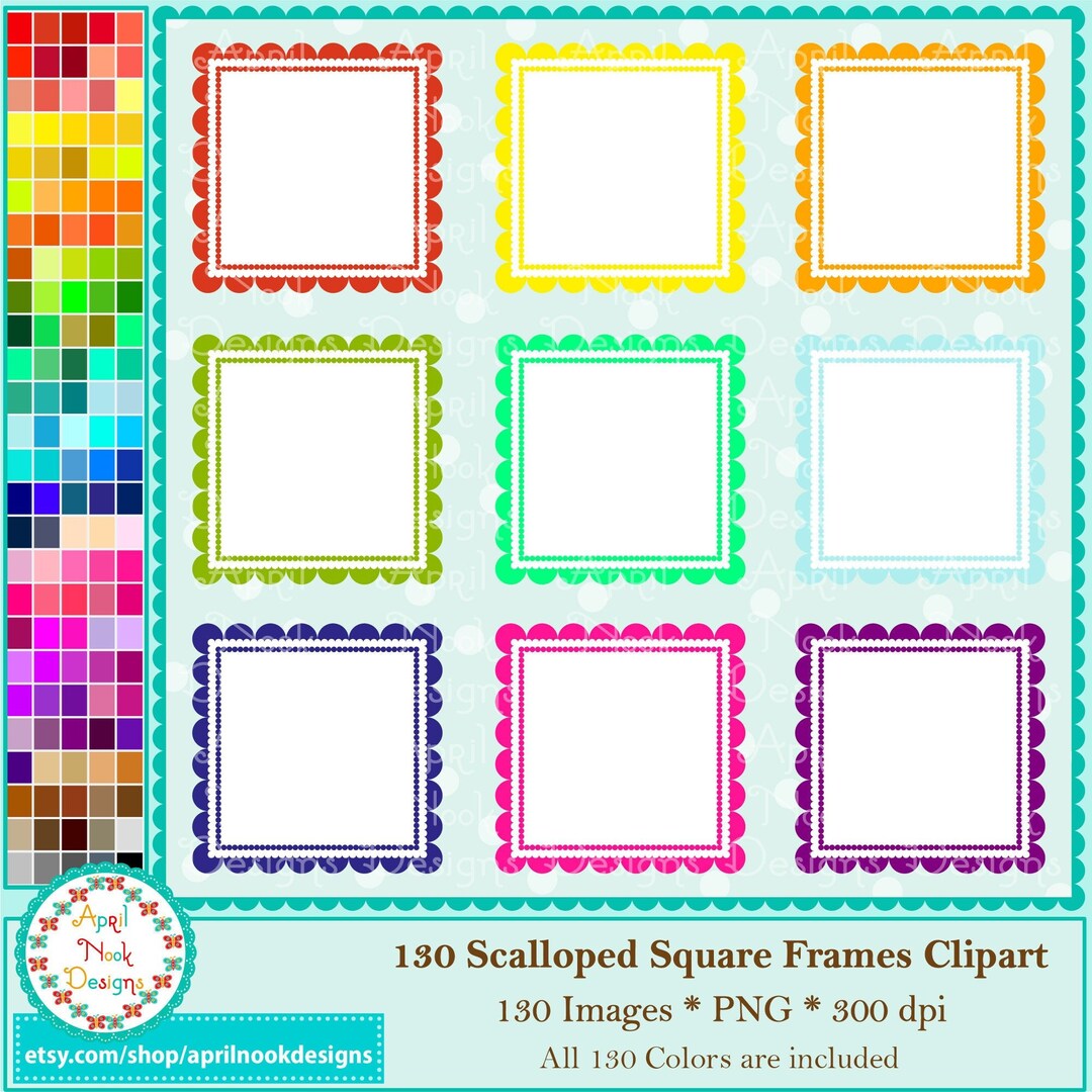130 Scalloped Square Frames Clipart Frame Clipart Square - Etsy