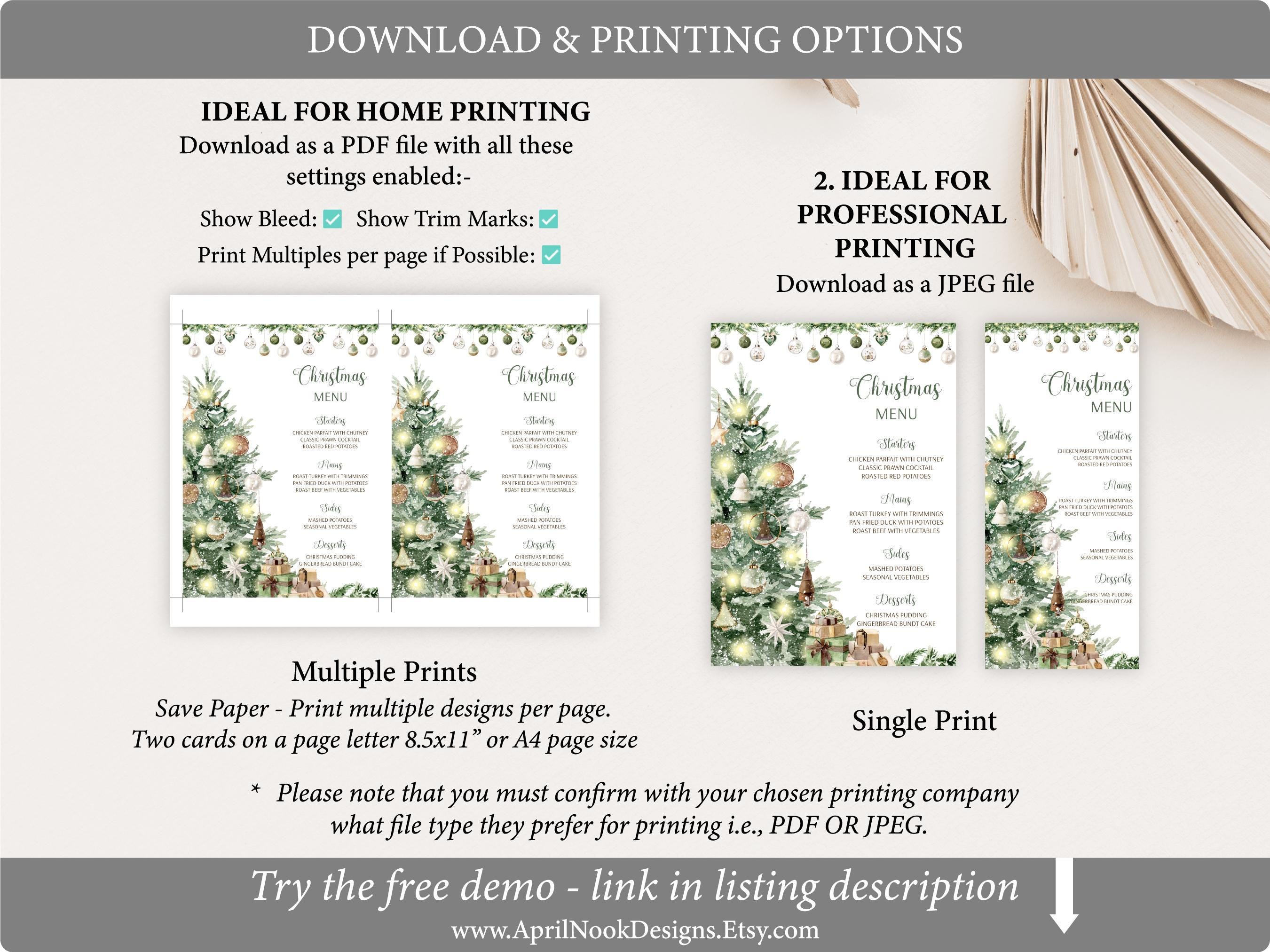 Editable Christmas Tree Party Menu Template-holiday Party Menu Card ...