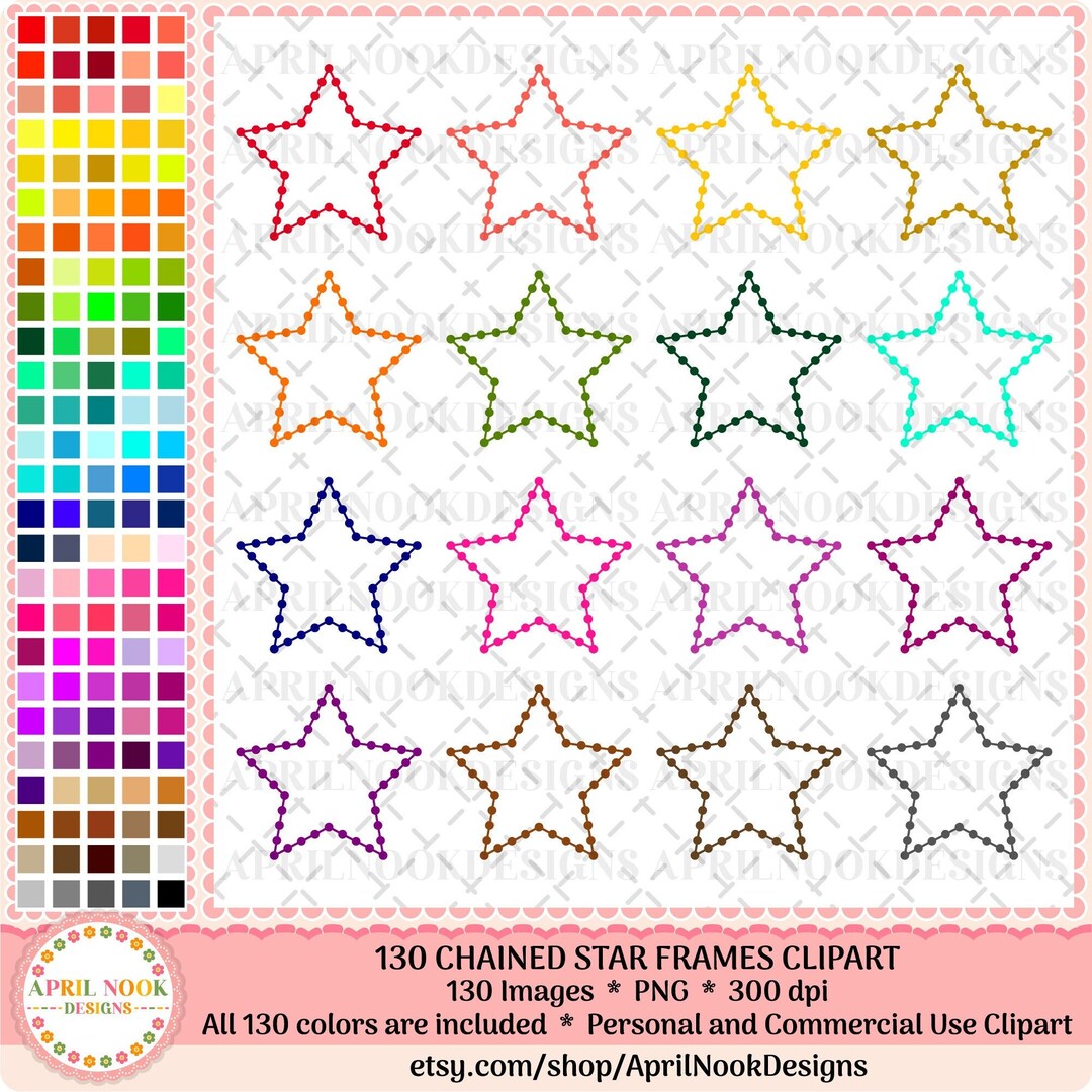 130 Chained Star Frames Clipart Rainbow Star Frames - Etsy Australia