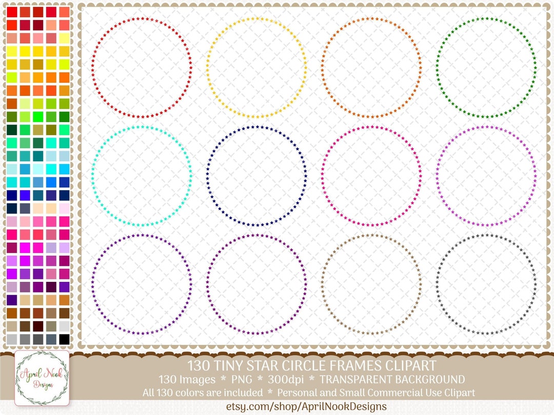 130 Tiny Star Circle Frames Clipart-eclp & GOODNOTES Rainbow Circle ...