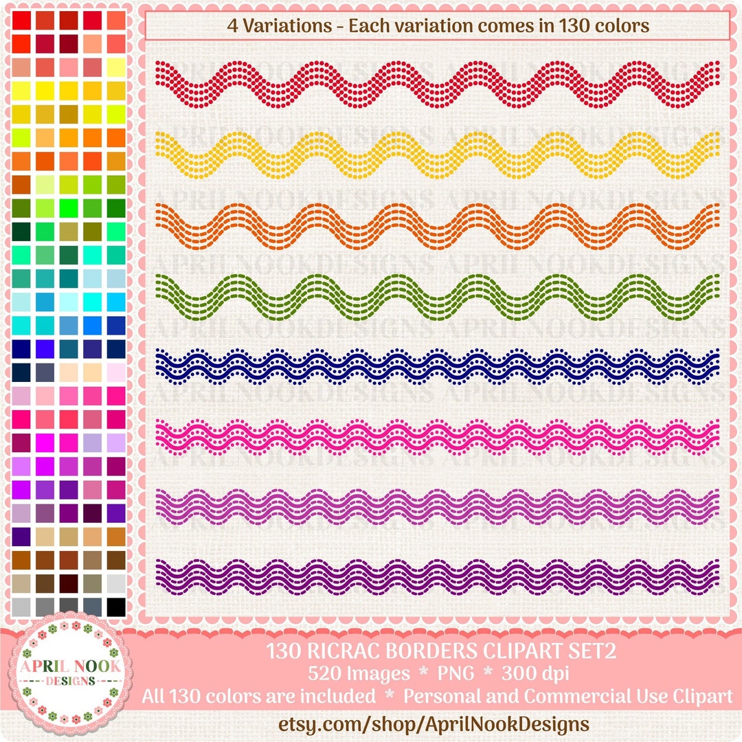 130 Ricrac Borders Clipart 2 - Etsy