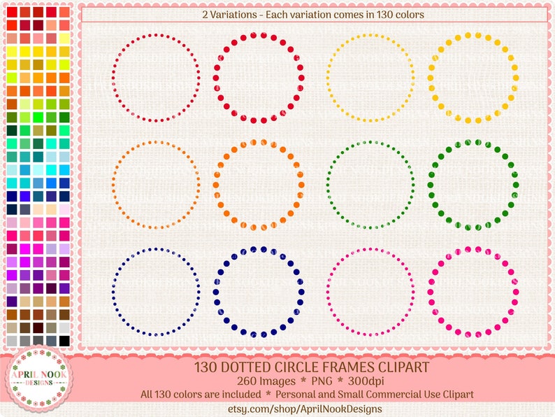 130 Dotted Circle Frames Clipart-rainbow Circles Png-ec - Etsy