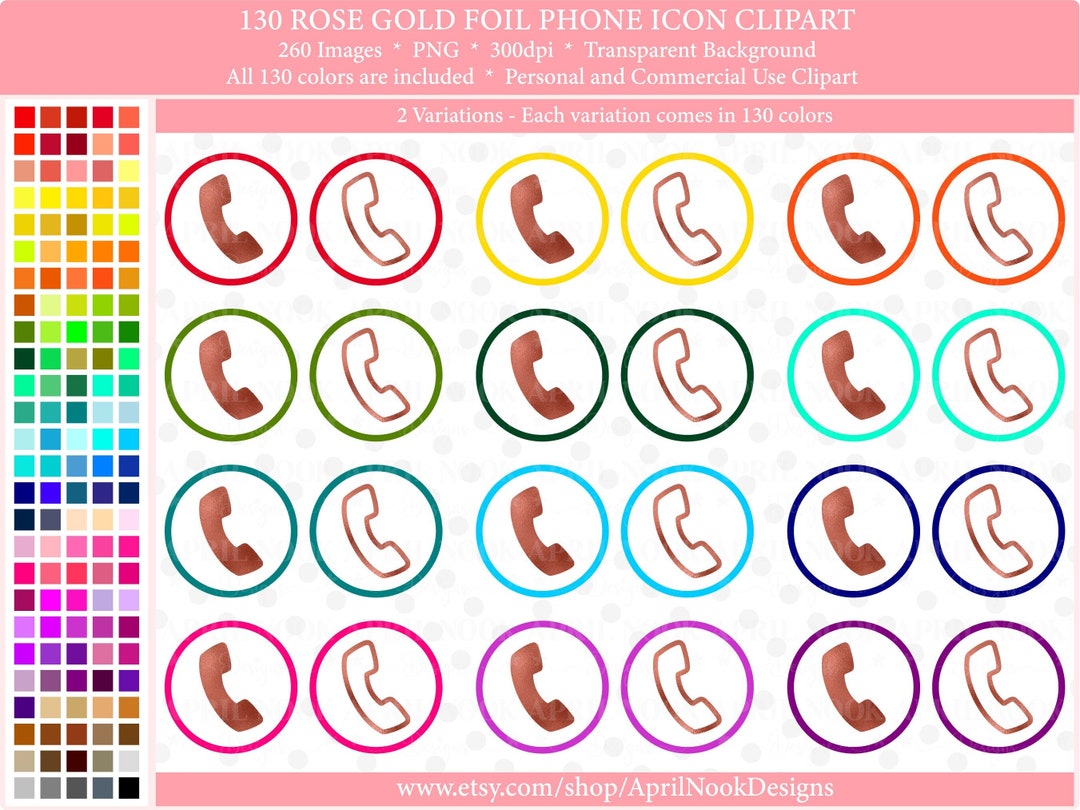 130 Rose Gold Foil Phone Icon Clipart-metallic Social Media Icons ...