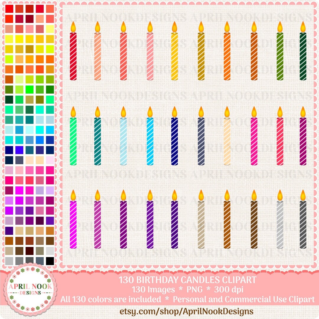 130 Birthday Candles Clipart-striped Party Candles Happy Birthday Png ...