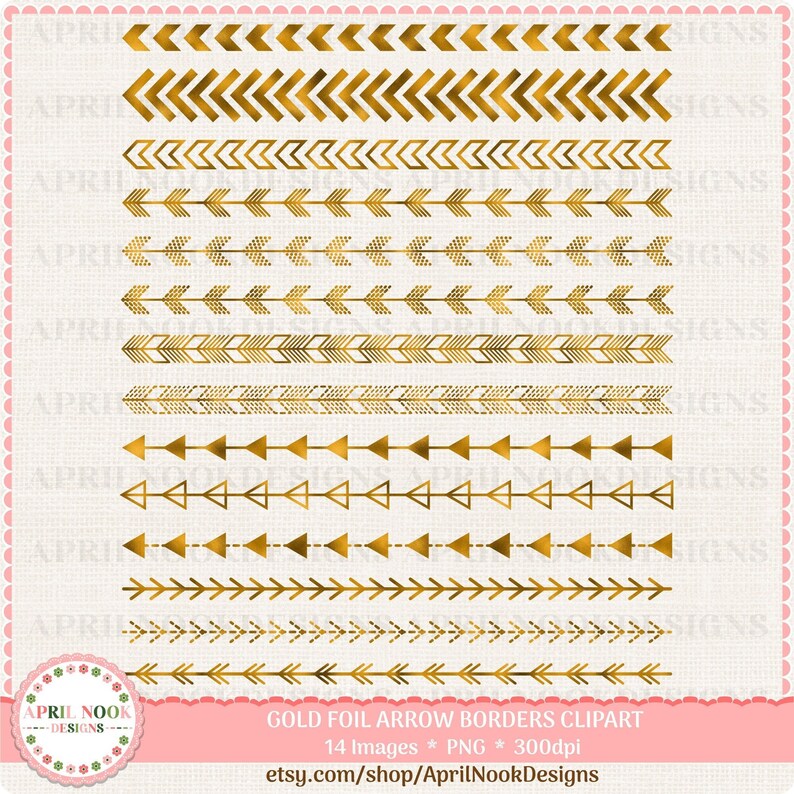 Gold Foil Arrow Borders Clipart - Etsy