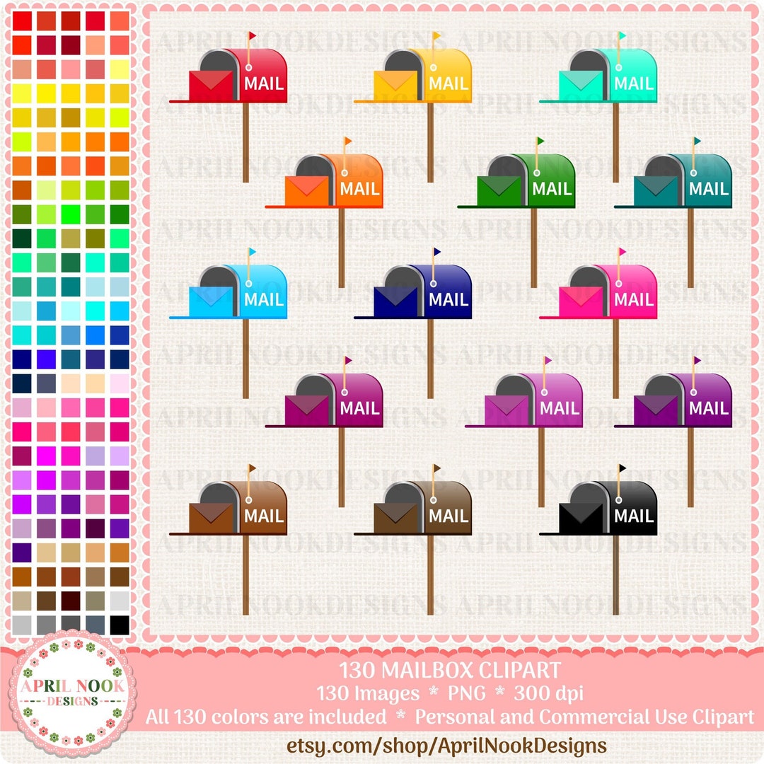 130 Mailbox Clipart-digital Post Office Mailbox Sticker-rainbow Mailbox ...