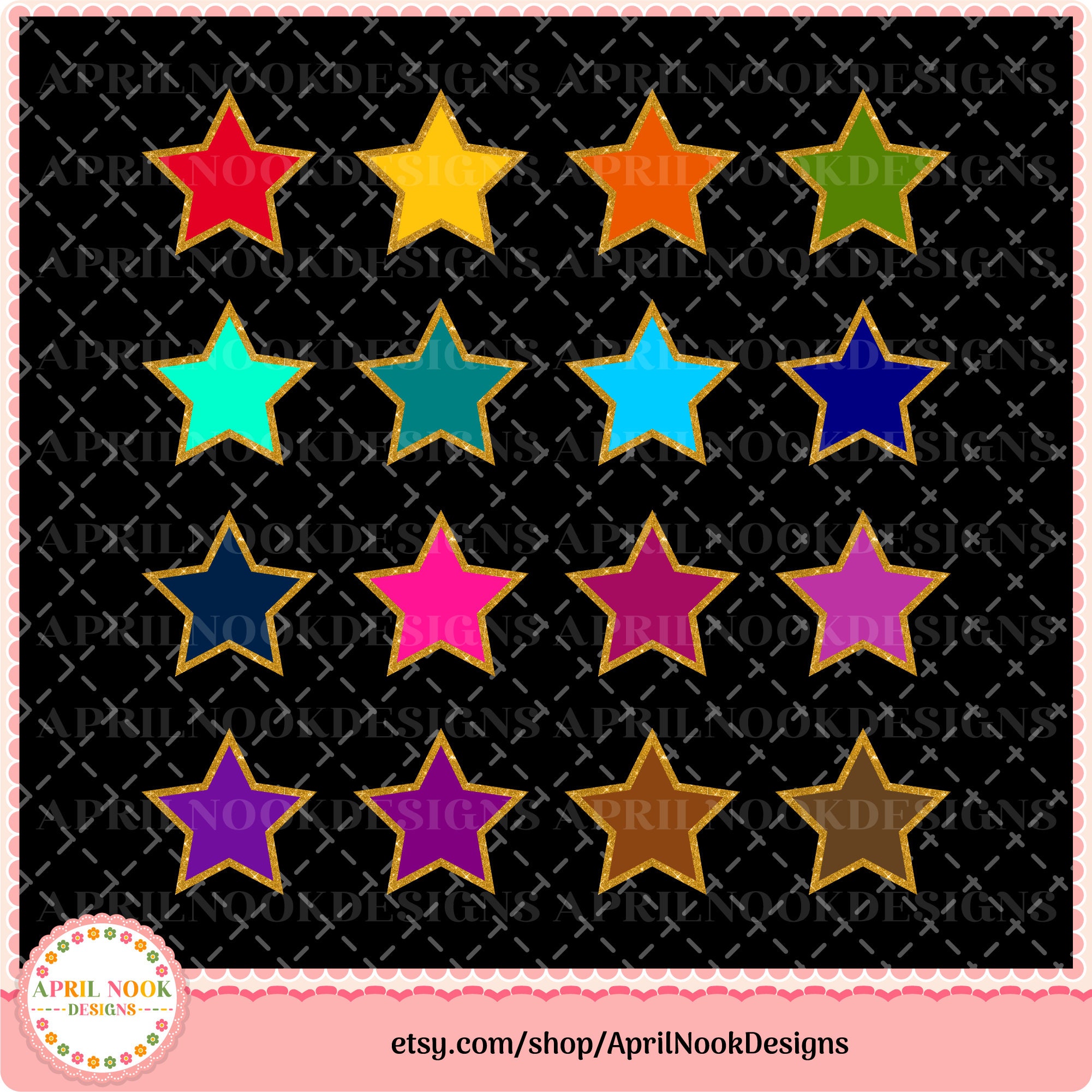 130 Gold Glitter Outlined Stars Clipart Digital Glitter Star Png ...