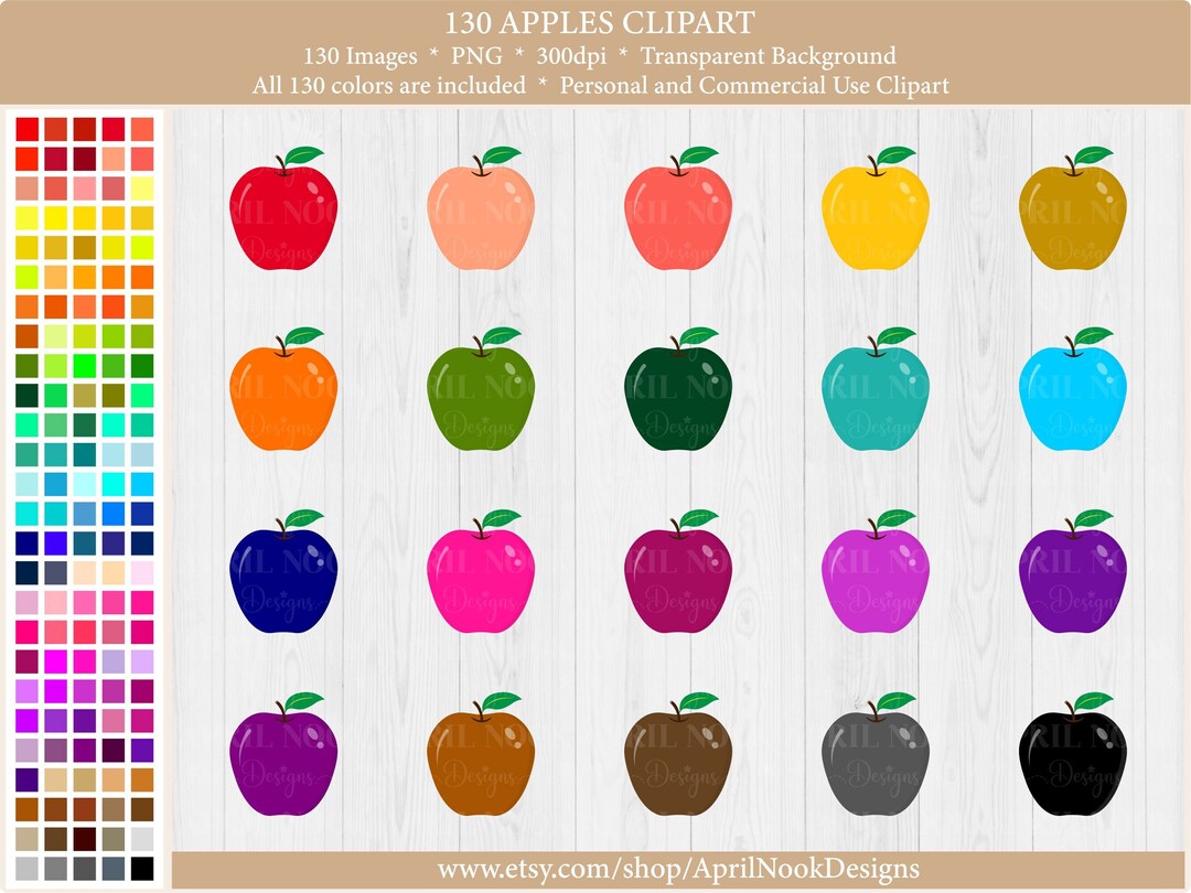 130 Apples Clipart-fall Fruit Clipart-school & Teacher Png-printable ...