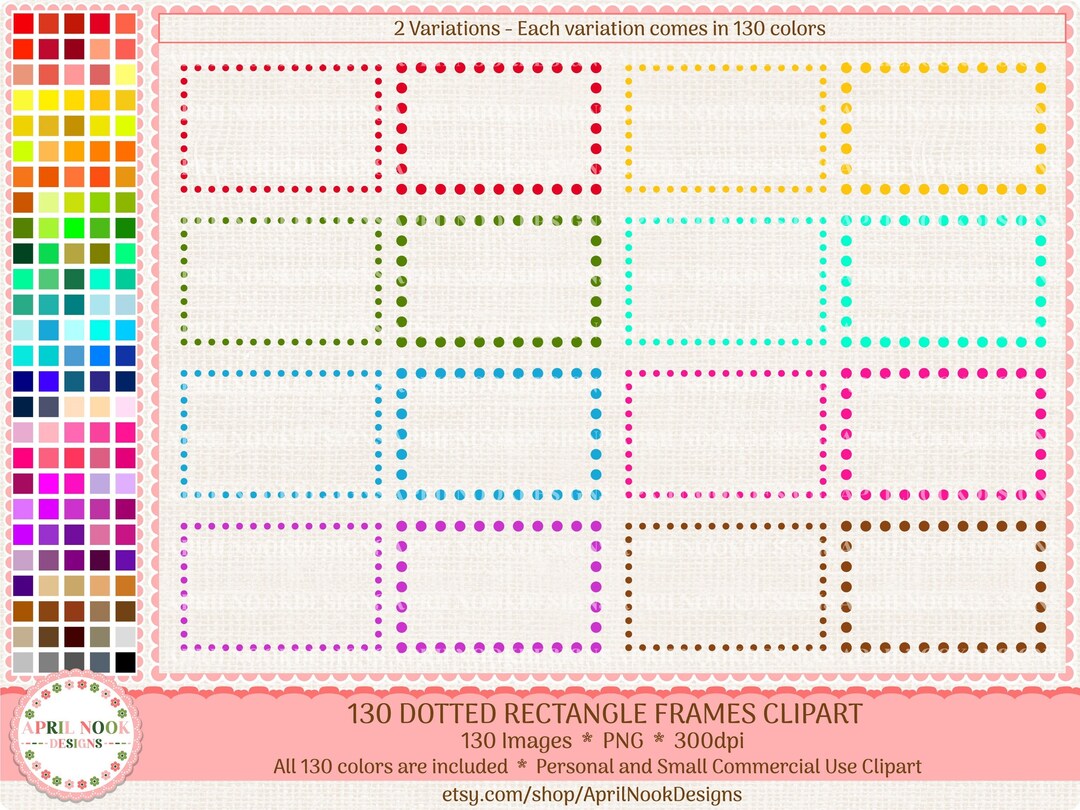 130 Dotted Rectangle Frames Clipart-rainbow Rectangle Borders-photo ...