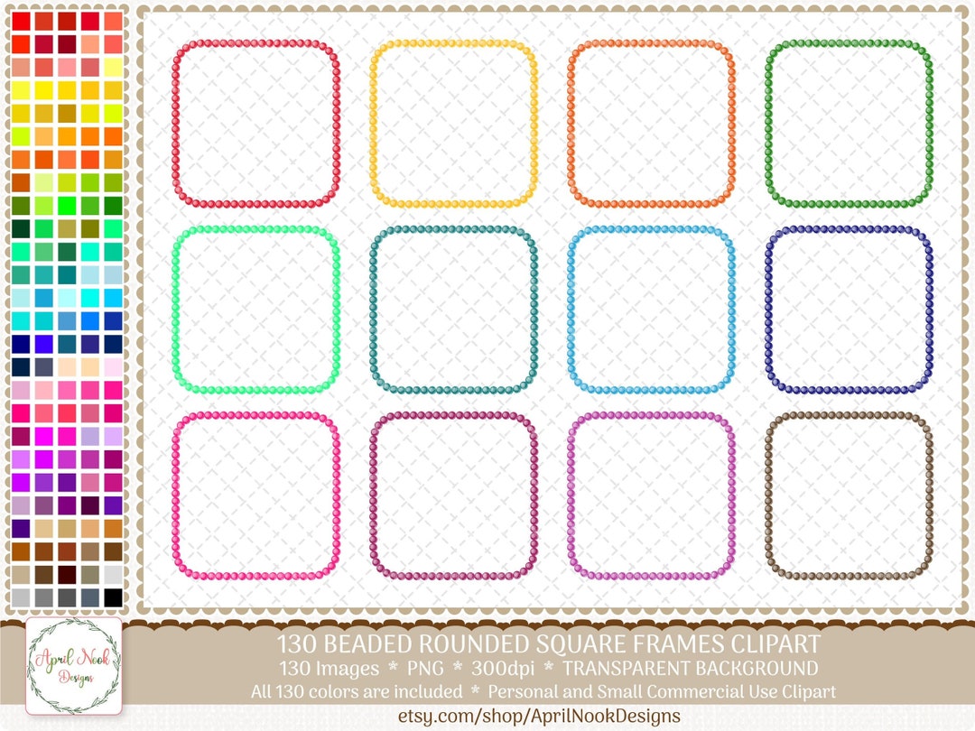 130 Beaded Rounded Square Frames Clipart-eclp Functional Bright Full ...
