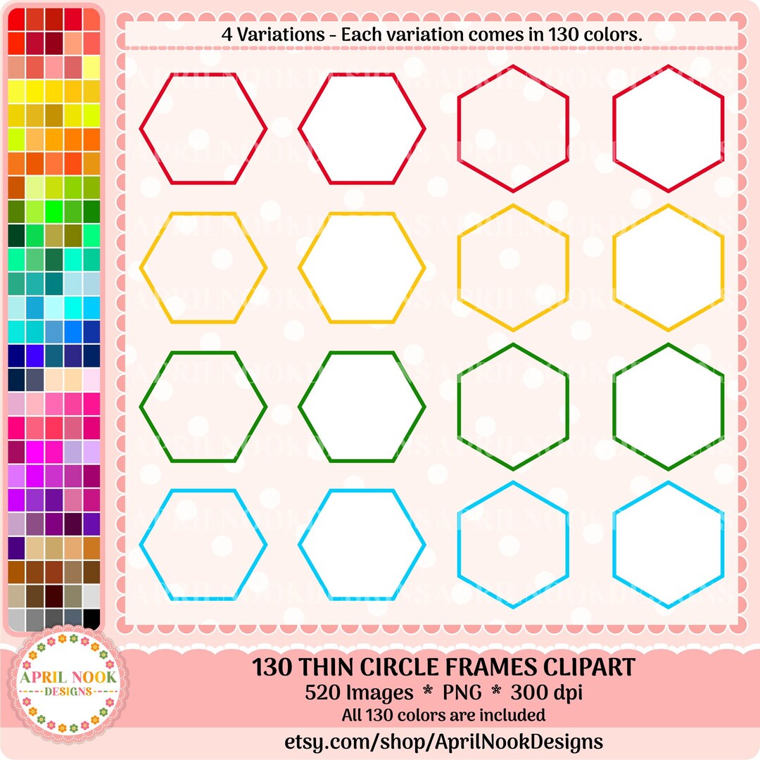 130 Thin Hexagon Frames Clipart Frame Clipart Wedding Clipart Digital ...