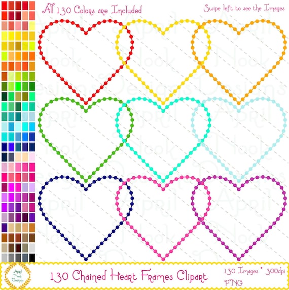 130 Chained Heart Frames Clipart Rainbow Heart Frames | Etsy