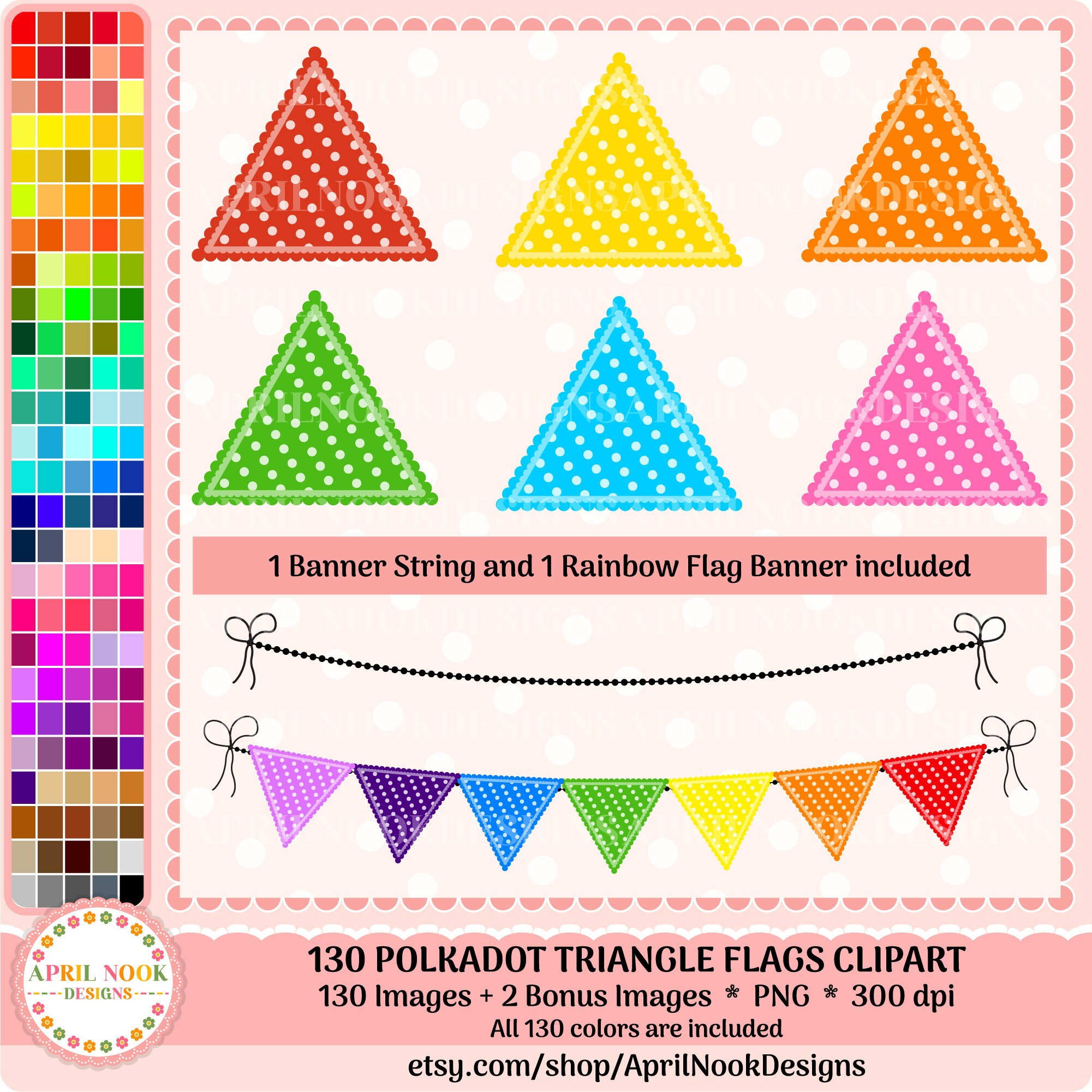 Polka Dot Triangle Banner Clipart