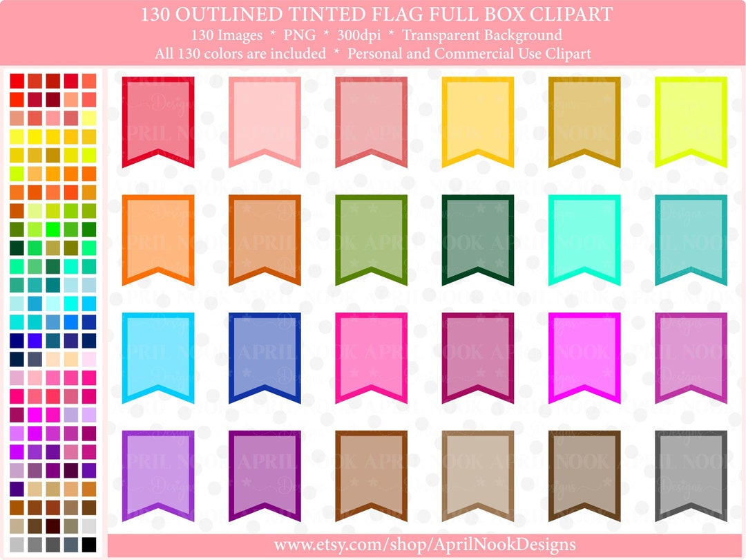 130 Outlined Tinted Flag Full Box Clipart-eclp Rainbow Banner Flag ...