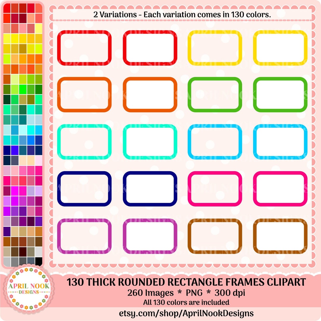 130 Thick Rounded Rectangle Frames Clipart Digital Rectangle - Etsy